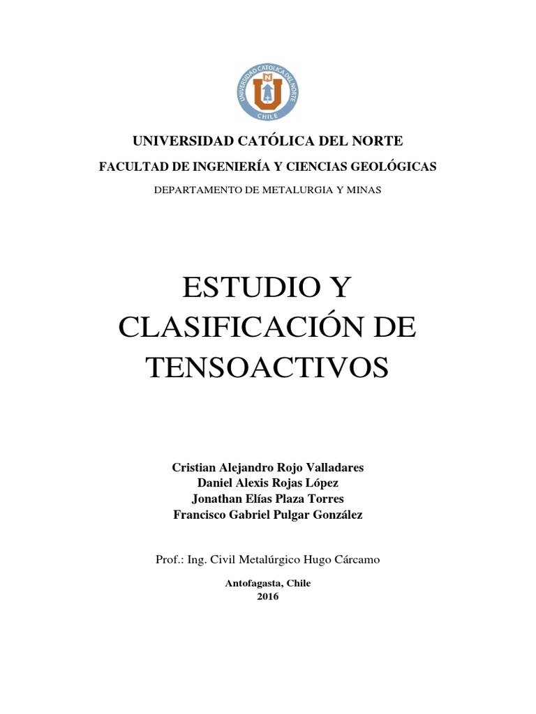 Estudio y Clasificacion de Tensoactivos | PDF | Tensioactivo ...