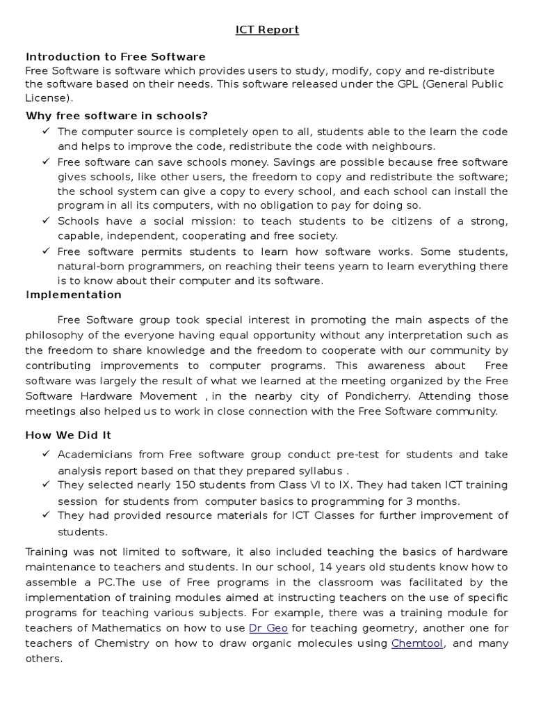 ICT Report | Free Software | Source Code | Free 30-day Trial | Scribd