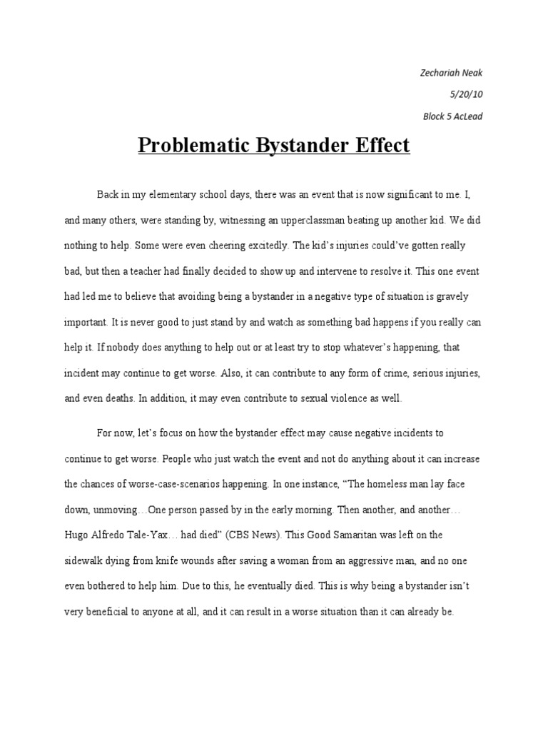 Bystander Effect Essay | PDF | Business
