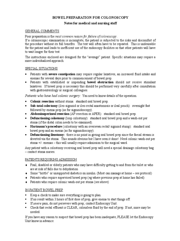 Bowel Prep Protocol | Download Free PDF | Colonoscopy | Gastroenterology
