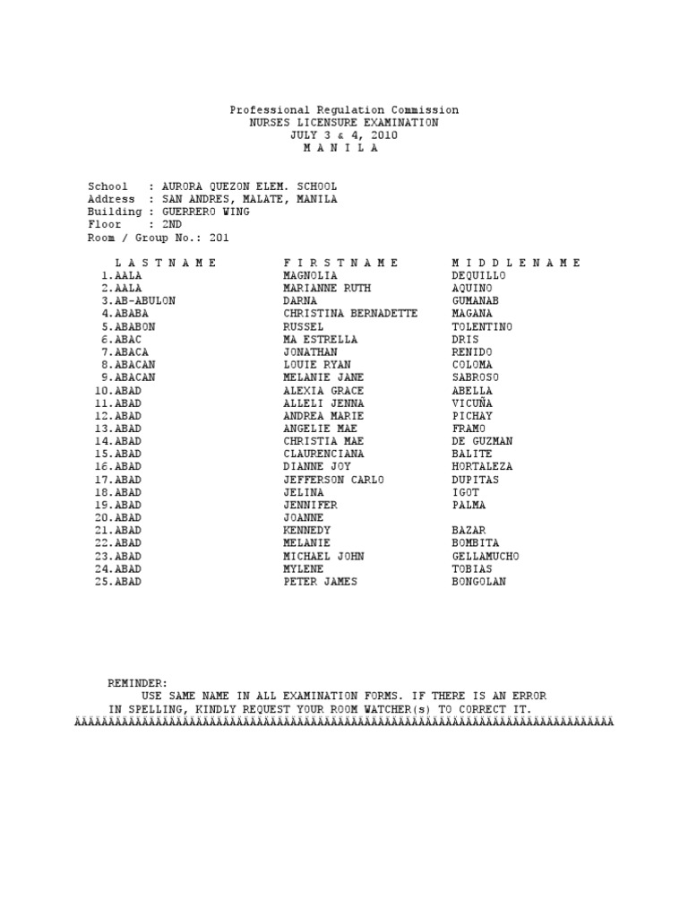 July 2010 NLE Room Assignments - MANILA | PDF | Government Agencies ...