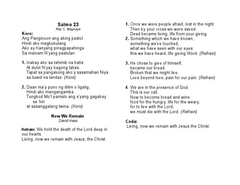 Salmo 23 Magnaye Lyrics | PDF