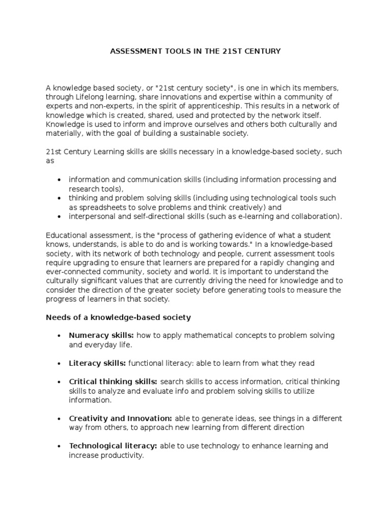 21st Century Assessment Tools Overview | PDF | Educational Assessment ...