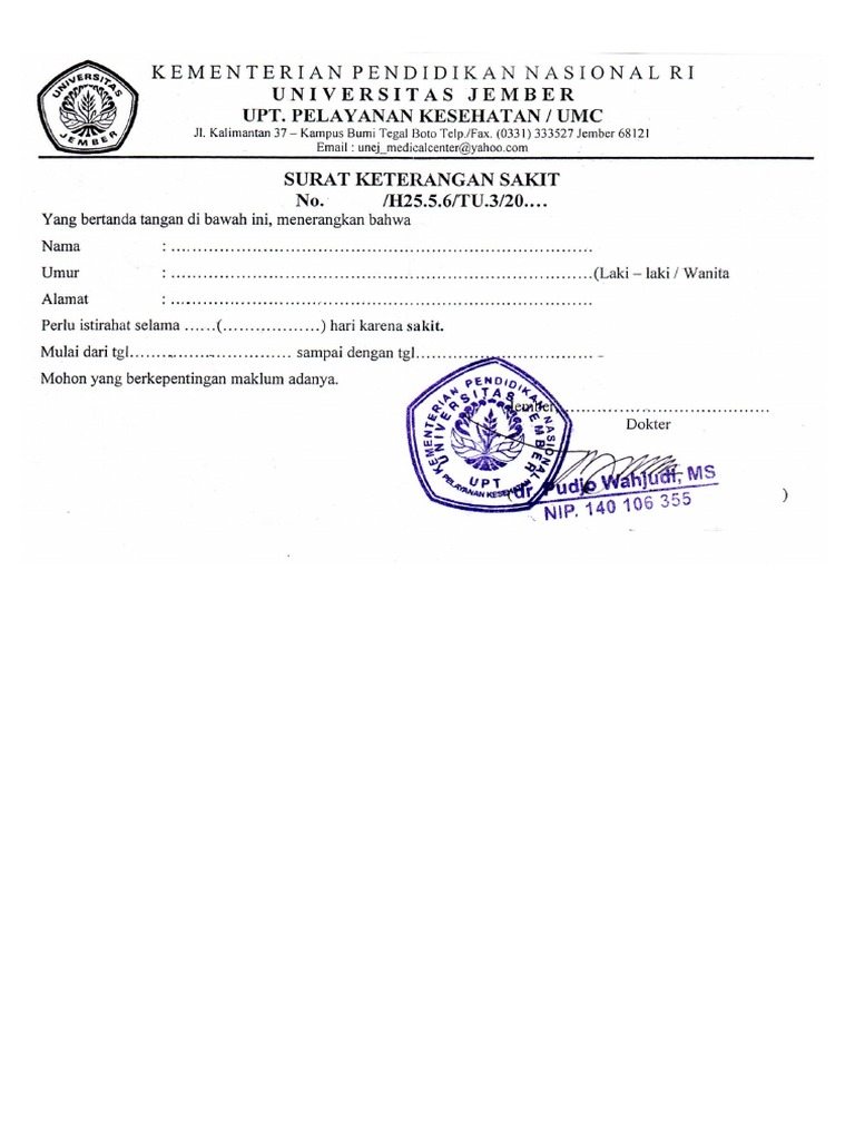 Contoh Surat Sakit | PDF