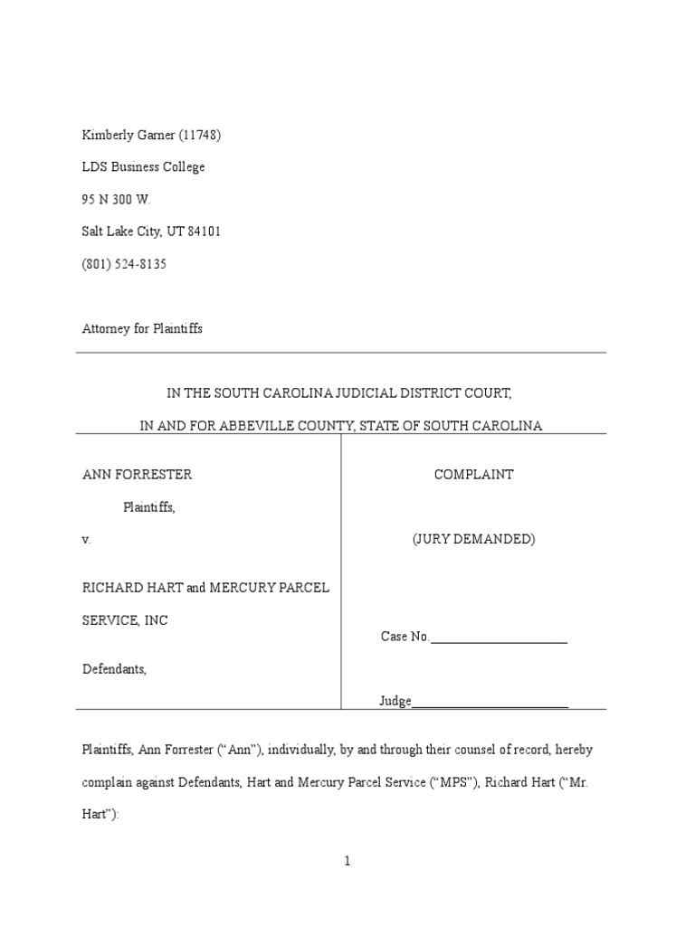Complaint Ann Forrester | Download Free PDF | Utah | Lawsuit