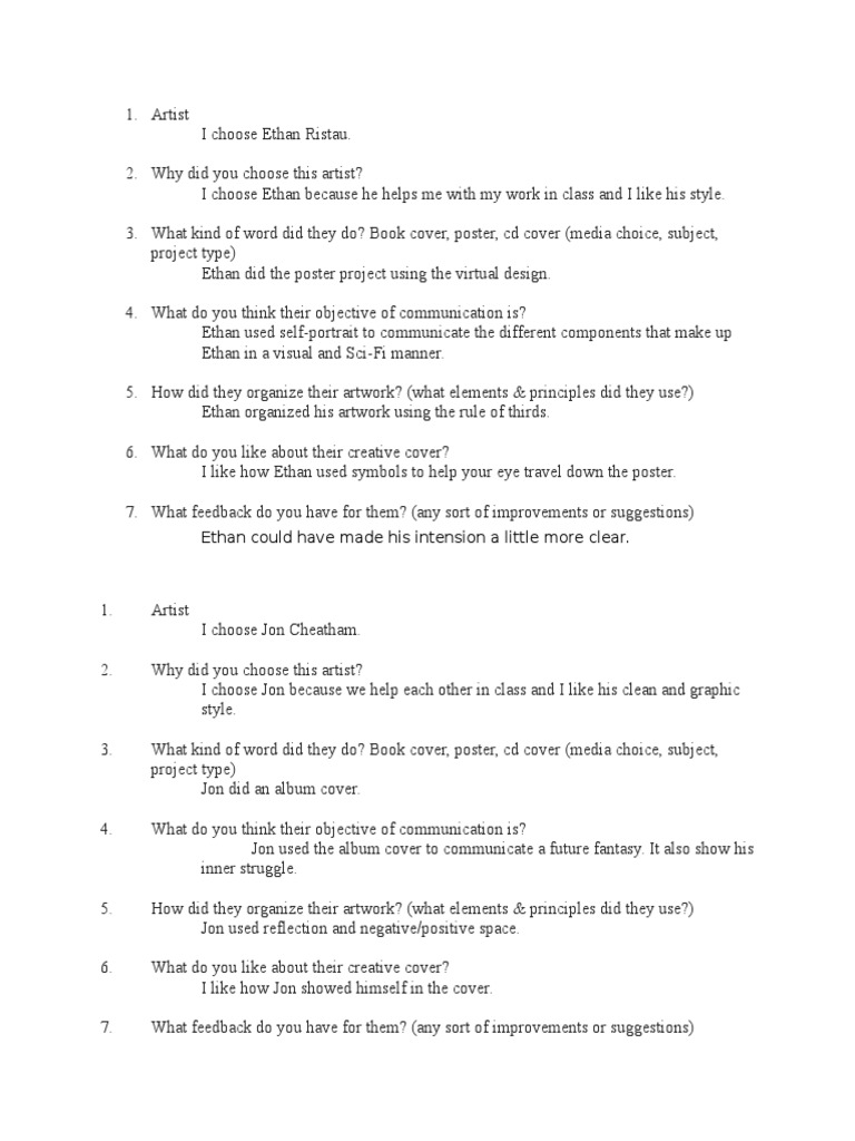 Artist Review | PDF | Poster | Communication