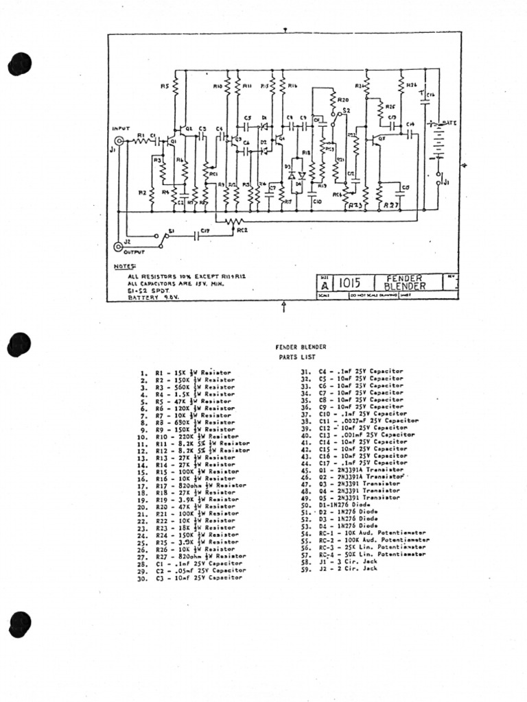 Fender Blender Fuzz Schematic