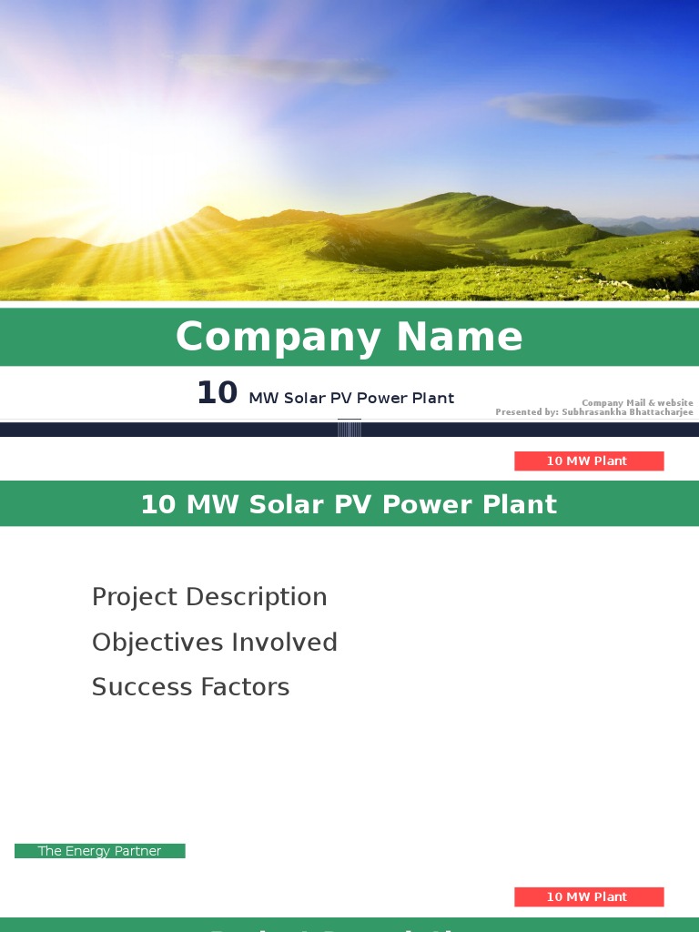 Project Proposal On 10MW Solar PV Power Plant | Photovoltaics | Power ...