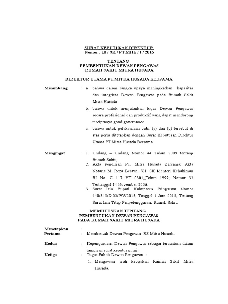 SK Dewan Pengawas | PDF