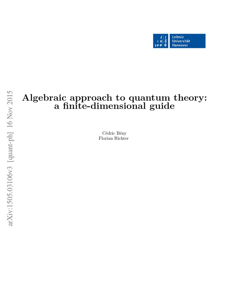 Algebraic Approach To Quantum Theory | PDF | Matrix (Mathematics ...