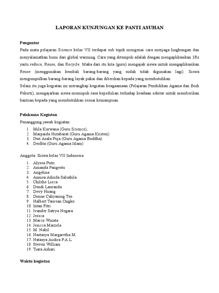 Proposal Kunjungan Ke Panti Asuhan | PDF