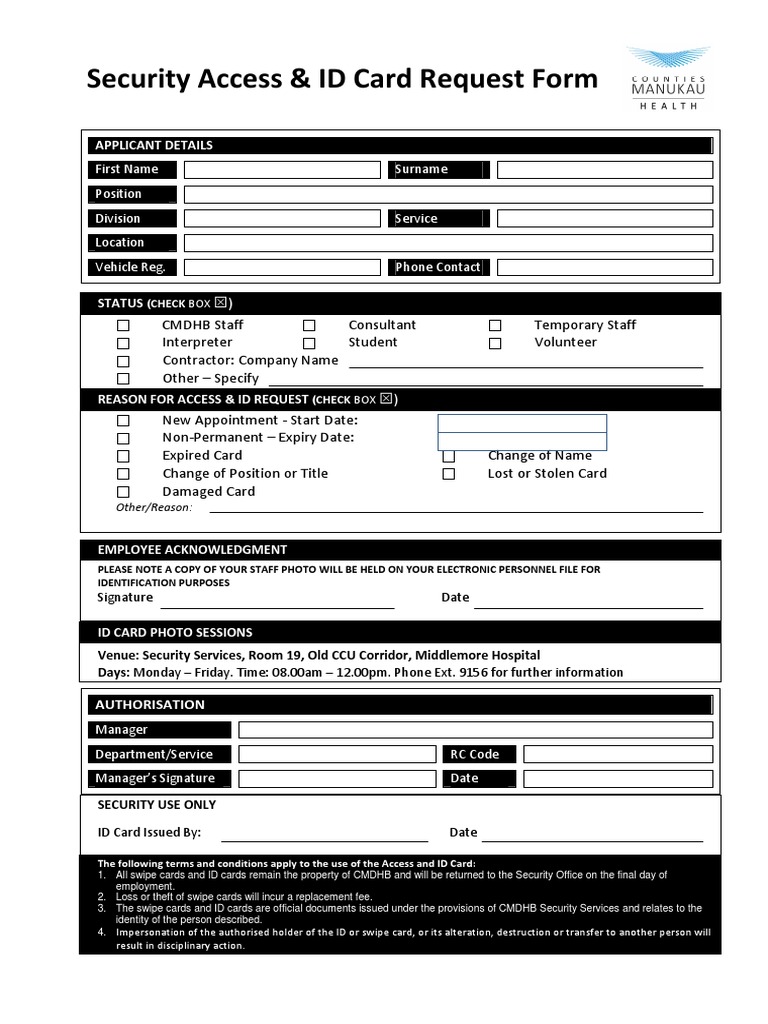 Security Access Form | PDF
