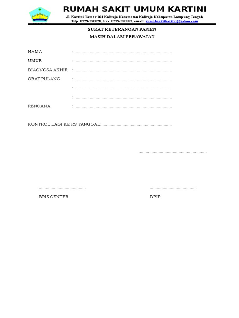 Surat Keterangan Pasien Rawat Inap | PDF
