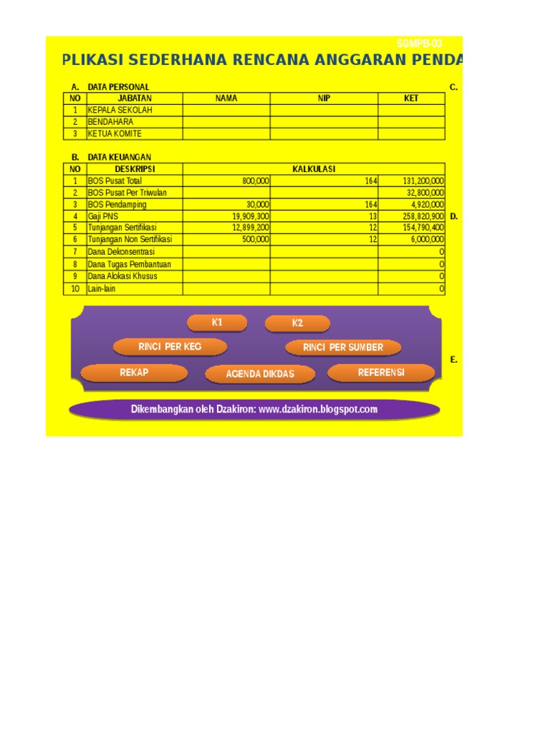 Aplikasi RAPBS Rencana Anggaran Pendapatan Belanja Sekolah 2016-2017 | PDF