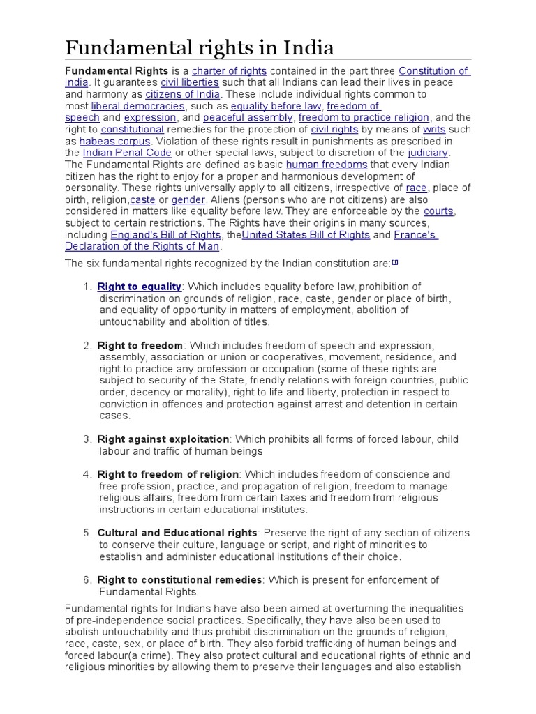 Fundamental Rights in India | PDF | Public Sphere | Human Rights