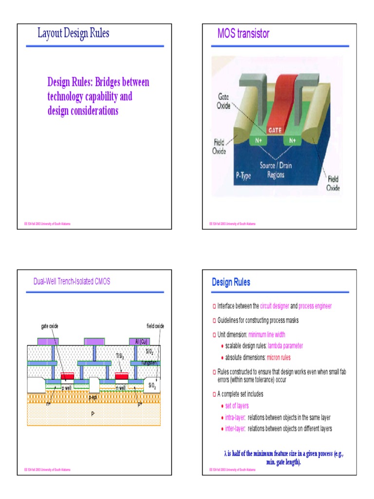 Lecture 4 Layout Design Rules | PDF | Cmos | Field Effect Transistor