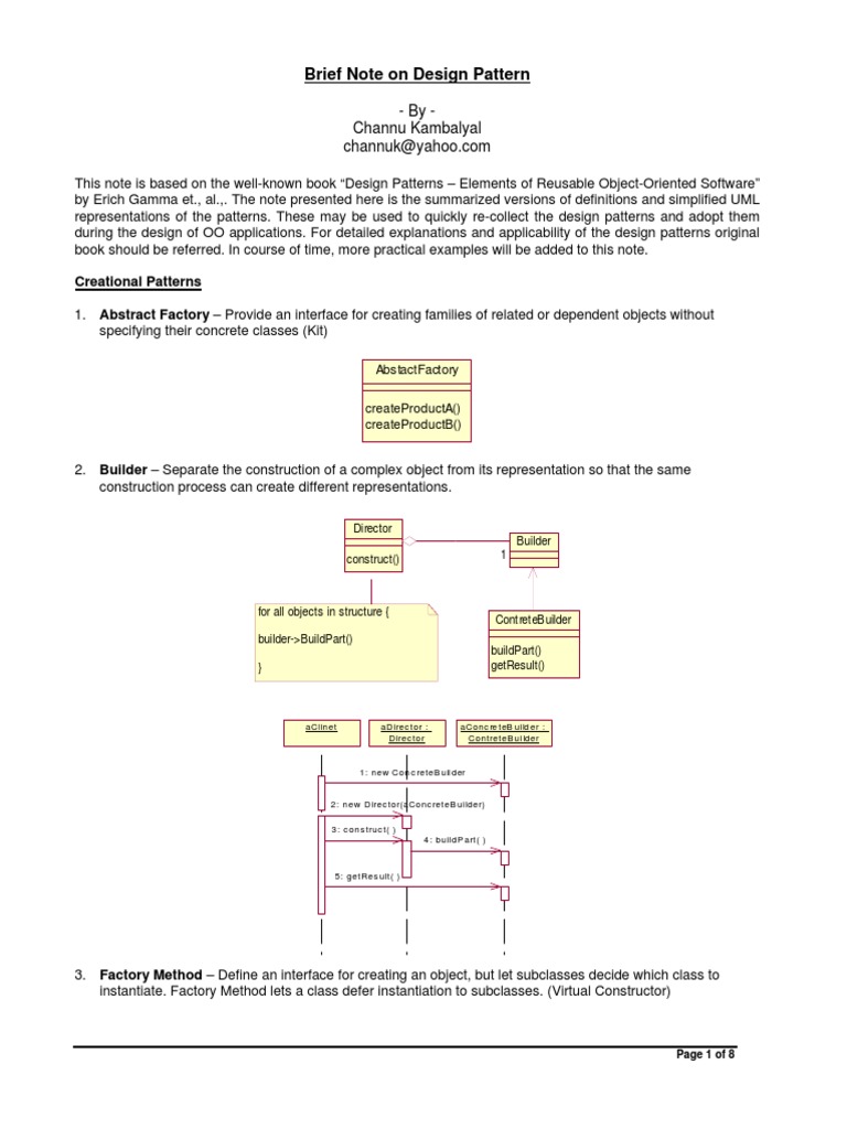 Brief Notes On Design Pattern | PDF | Class (Computer Programming ...