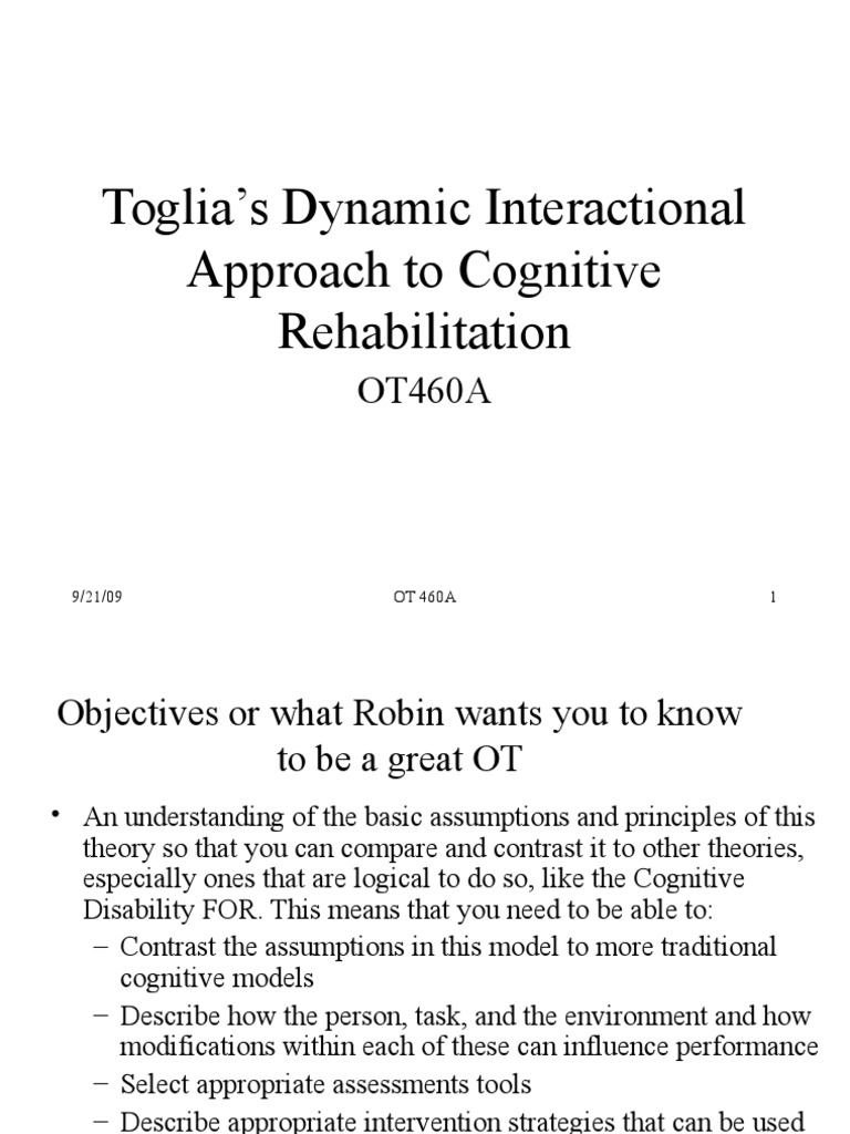 Toglias Dynamic Interactional Approach To Cognition Pdf Metacognition Psychiatric