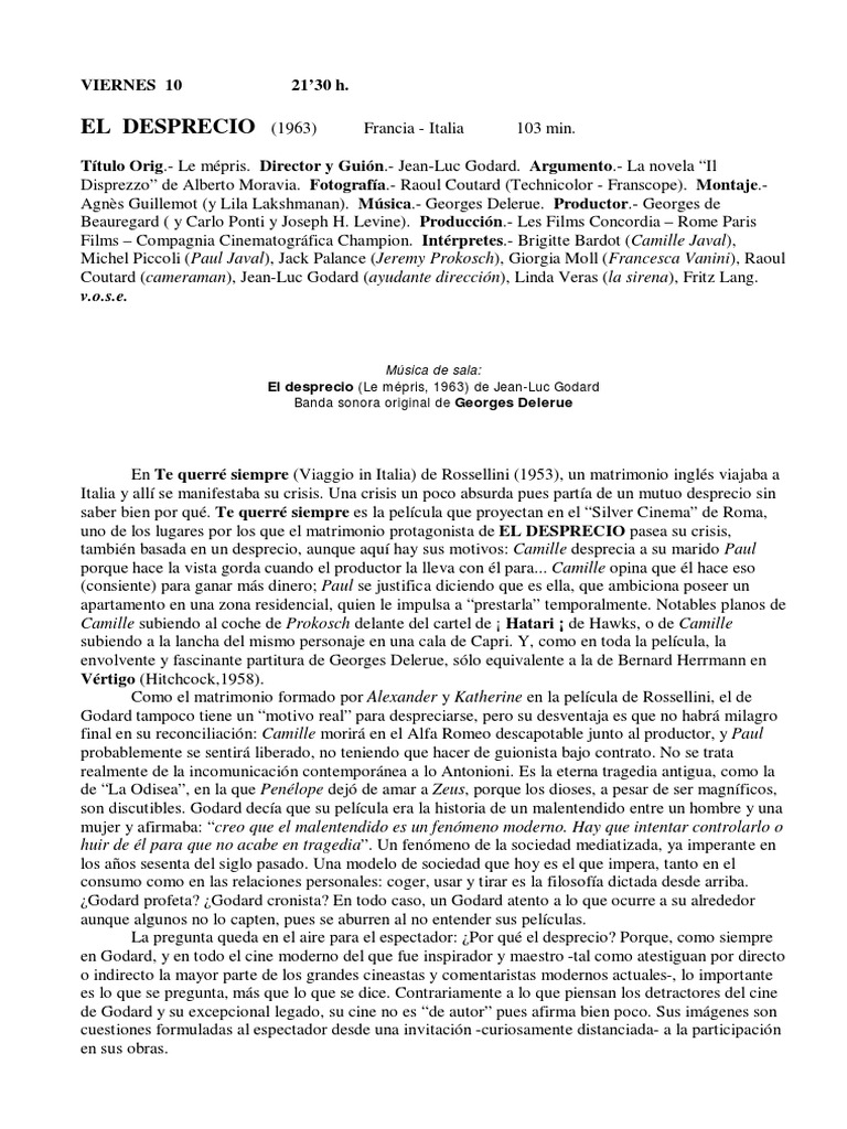 3 - EL DESPRECIO - 1eq7 PDF | PDF | Alfred Hitchcock | Jean Luc Godard