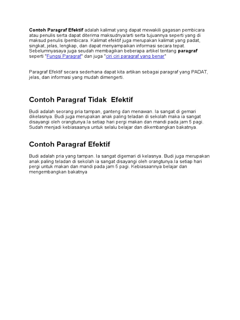 Contoh Paragraf Efektif Adalah Kalimat Yang Dapat Mewakili Gagasan ...