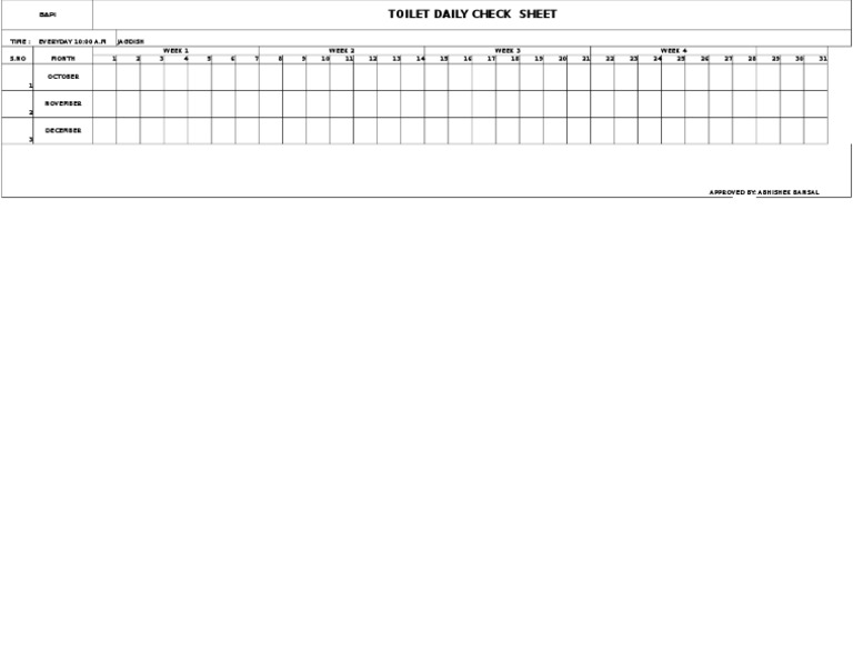 Toilet Daily Check Sheet | PDF