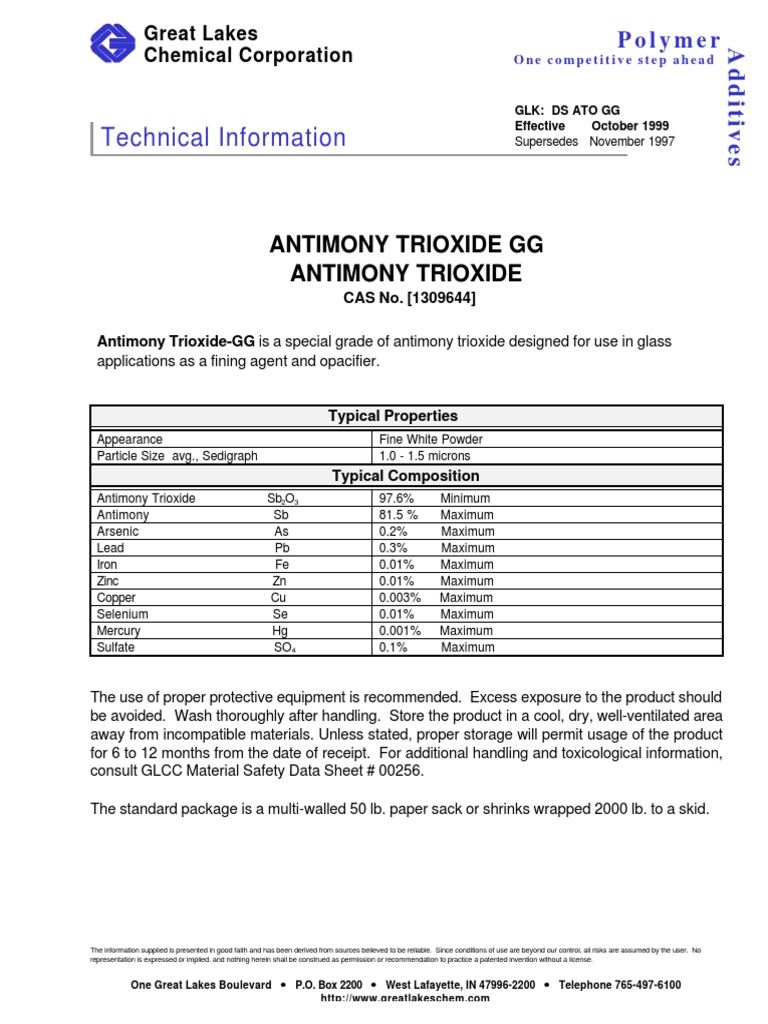 Technical Information: Antimony Trioxide GG Antimony Trioxide | PDF