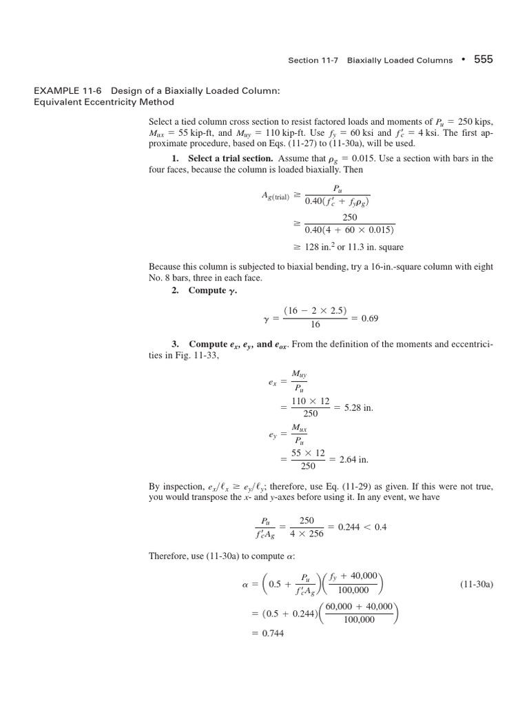 Bi Axial Bending Column Design Example Pdf Teaching Mathematics