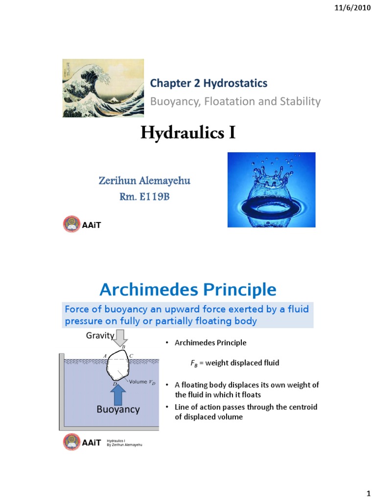 Chapter 2 Hydrostatics: Buoyancy, Floatation and Stability | PDF | Buoyancy | Physics