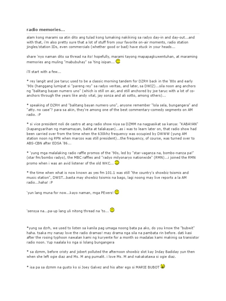 Radio Memories | PDF | Broadcasting | Radio