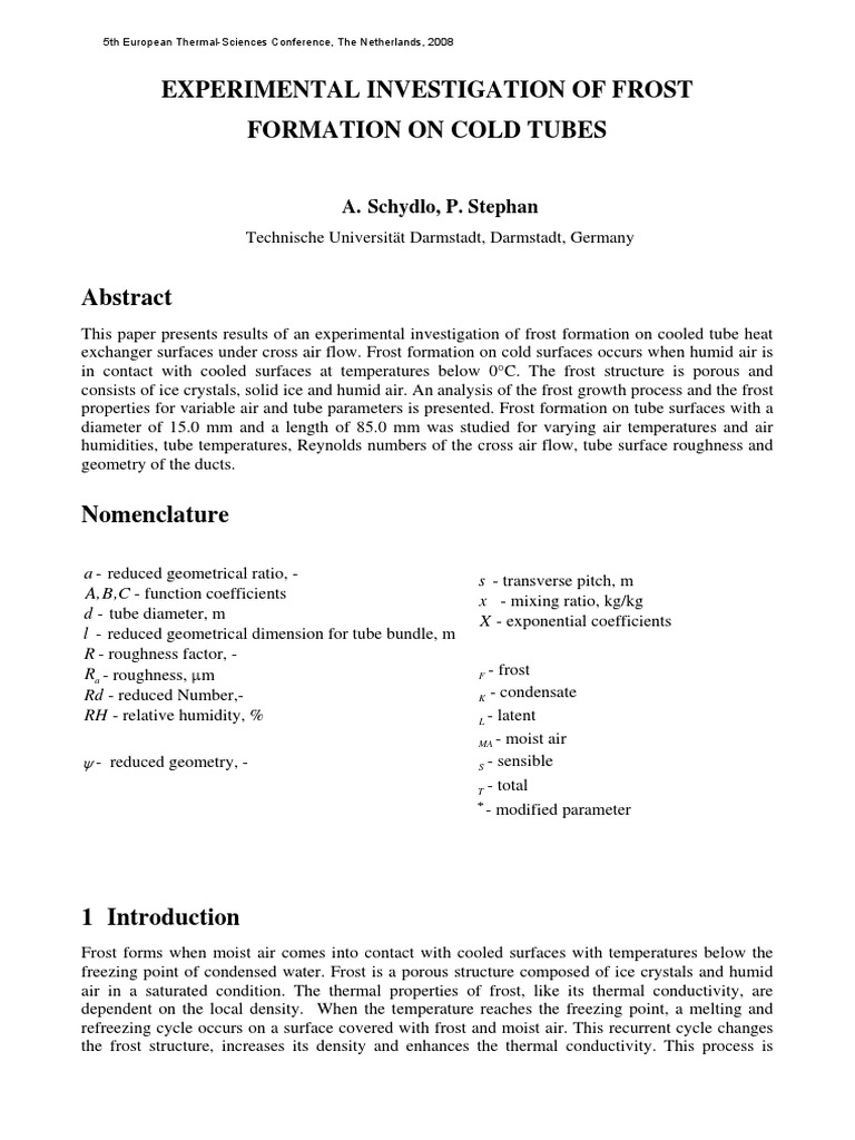 Cold Tubes Frost Formation | PDF | Frost | Humidity