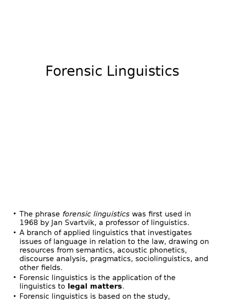 Forensic Linguistics | PDF | Linguistics | Human Communication