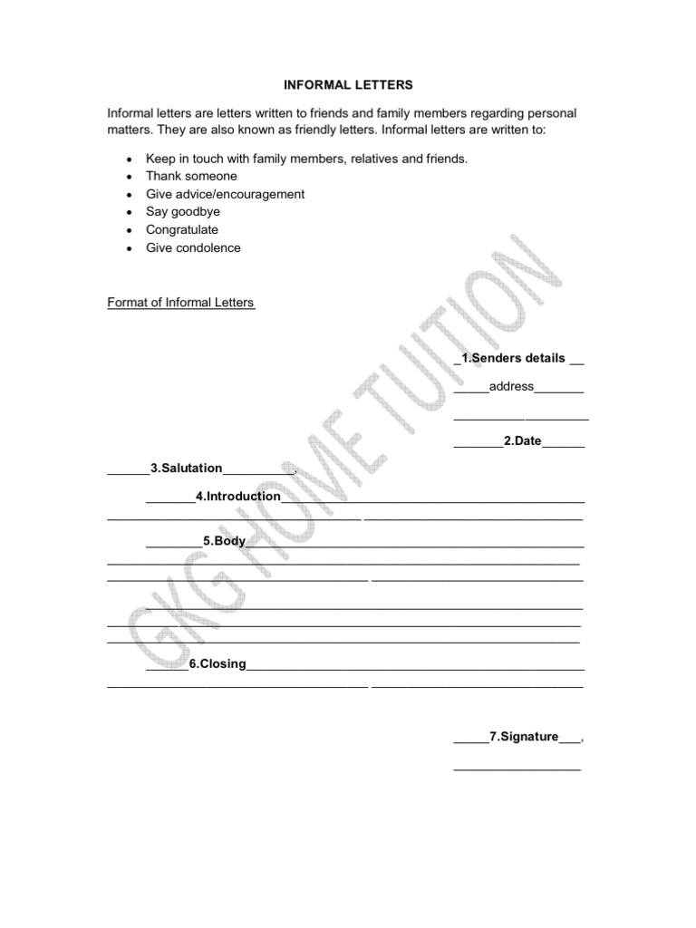 Informal Letters For Spm
