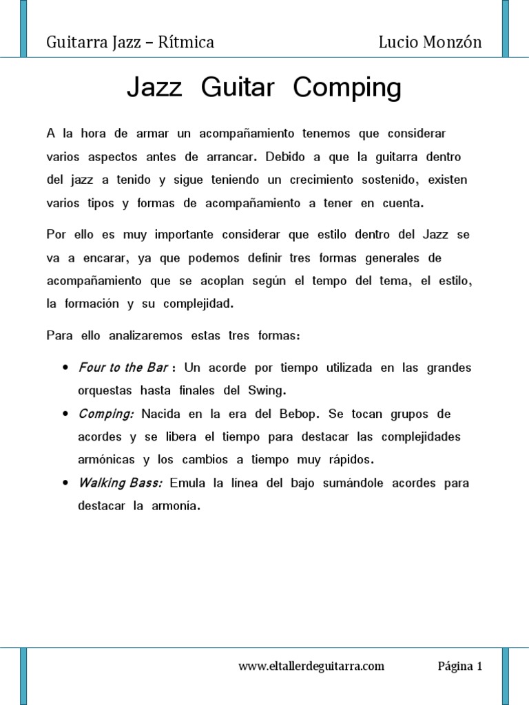 Tipos de Comping Guitar Jazz | PDF