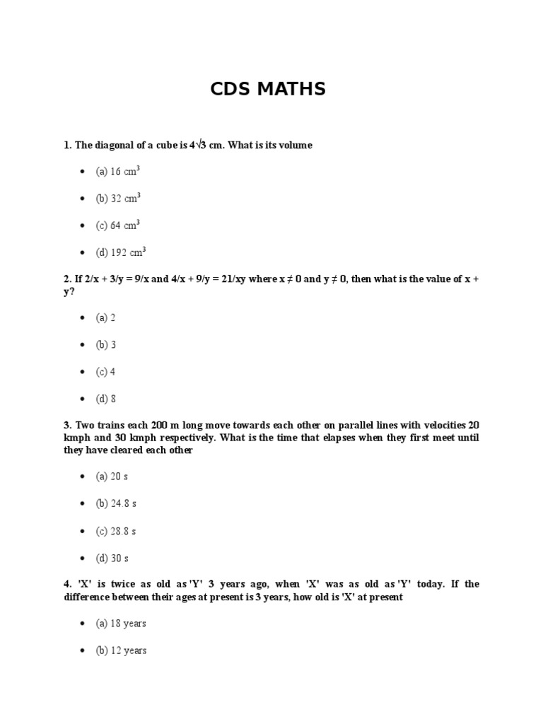 CDS Maths | PDF | Sphere | Triangle