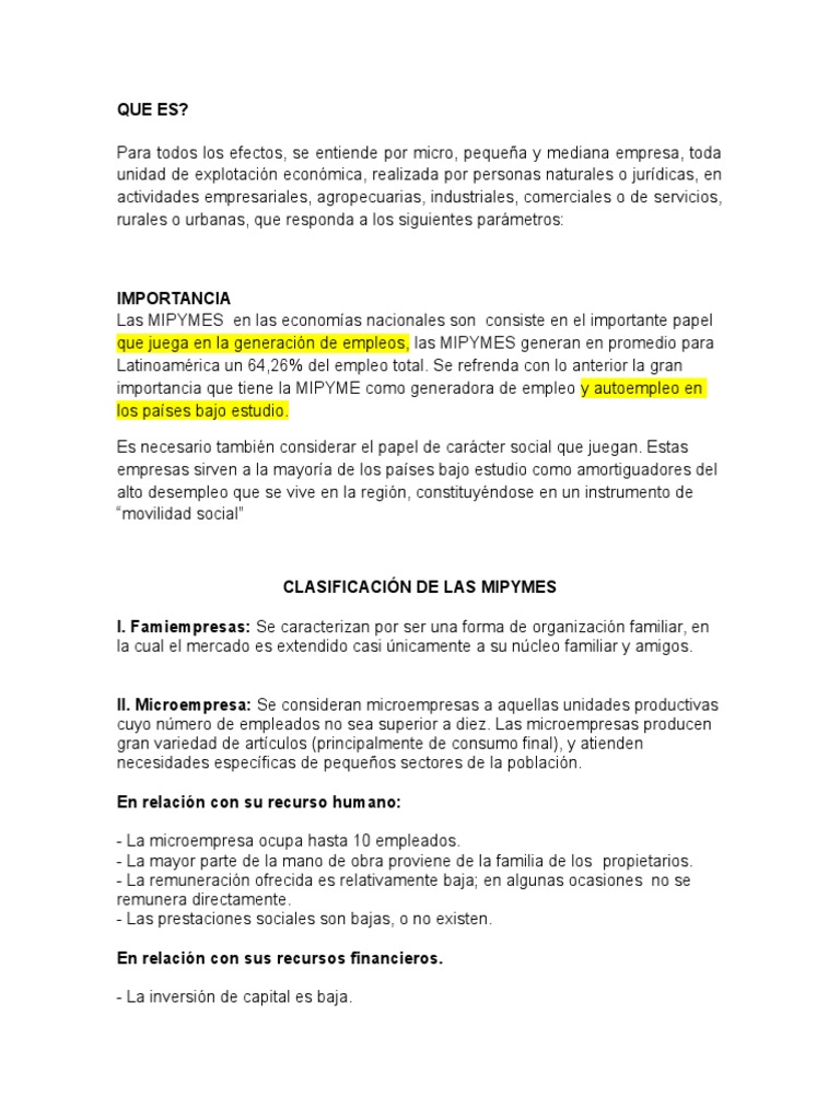 Mipymes | PDF | Pequeñas y medianas empresas | Capital (economía)