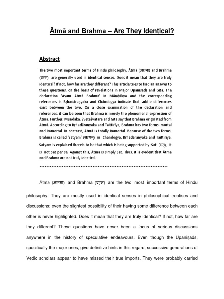 Atma and Brahma | PDF | Ātman (Hinduism) | Upanishads