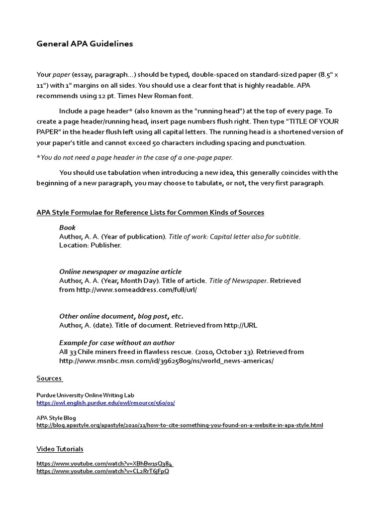 General APA Guidelines | PDF