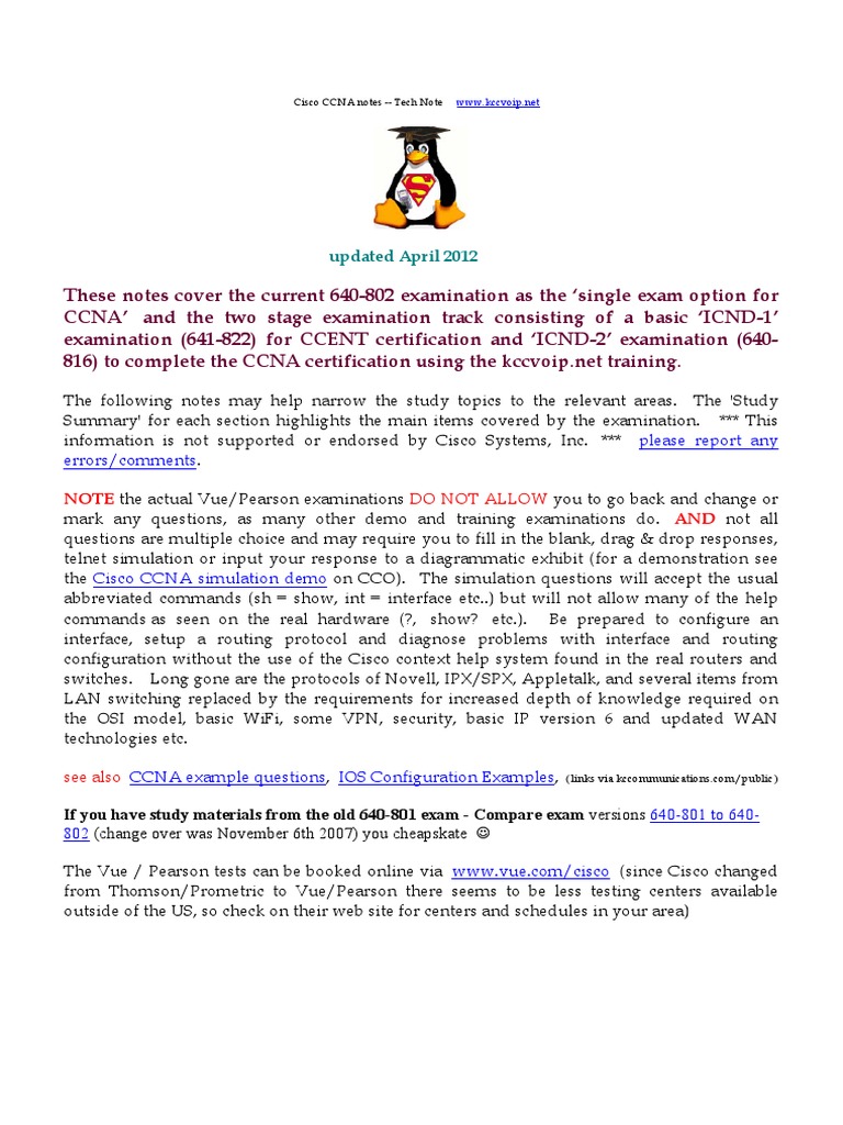 CCNA Study Summary PDF | PDF | Ip Address | Osi Model