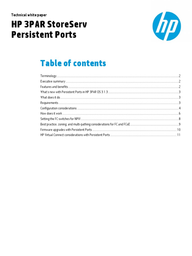 HP 3PAR StoreServ Persistent Ports - Technical White Paper | PDF ...