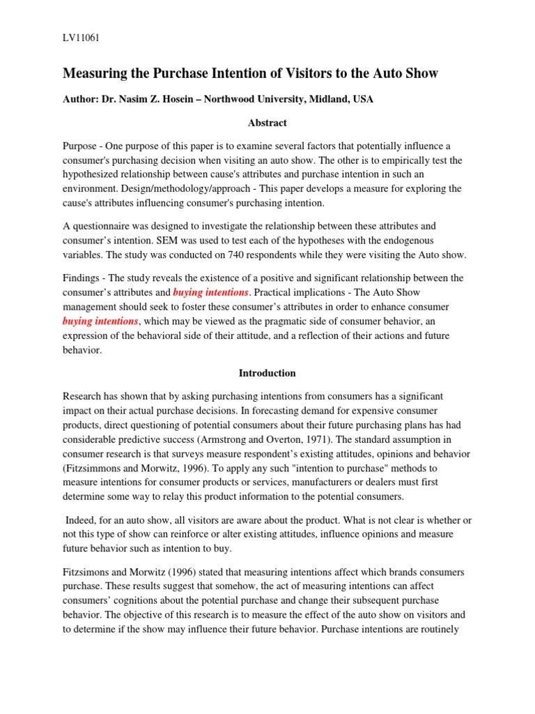 Behavioral Intention | PDF