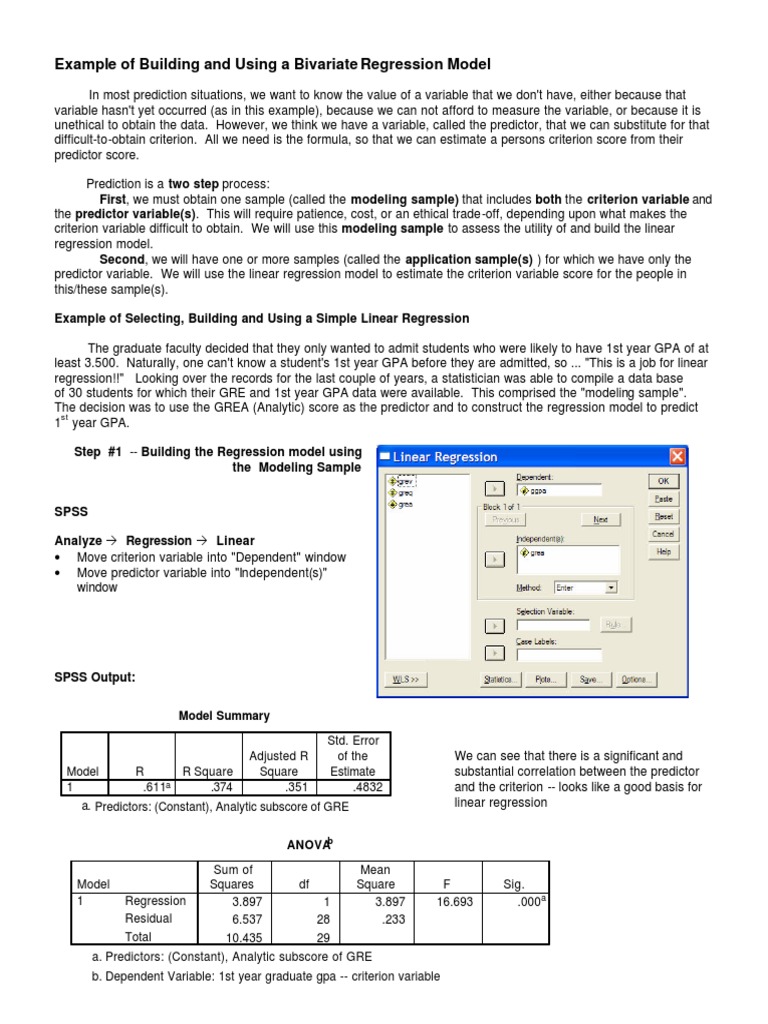 Example of Building and Using A Bivariate Regression Model | PDF | Regression Analysis | Errors ...