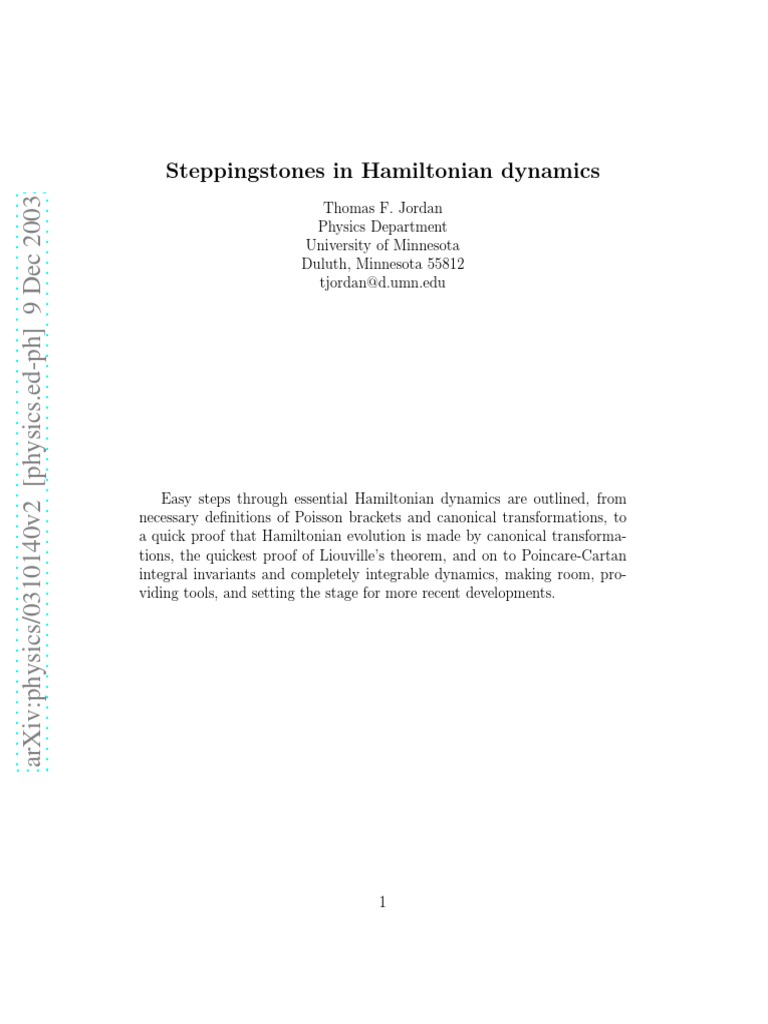 Steppingstones in Hamiltonian Dynamics | PDF | Hamiltonian Mechanics | Dynamical System