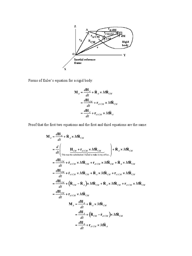 Forms of Euler's Equation For A Rigid Body | PDF