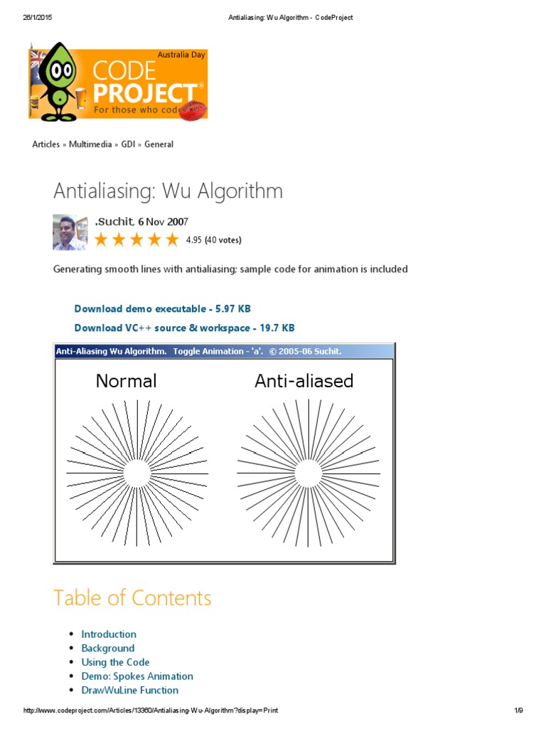 Antialiasing Wu Algorithm Codeproject Pdf Pdf Computer Graphics Algorithms 7204