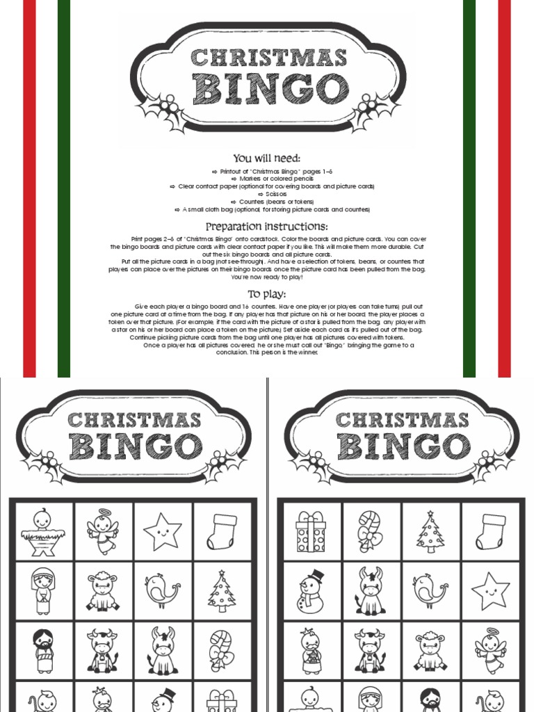 Game - Christmas Bingo - Black and White | PDF