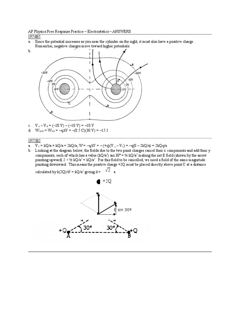 AP Physics 2 Electrostatics Practice Answers | PDF | Capacitor | Electric Charge