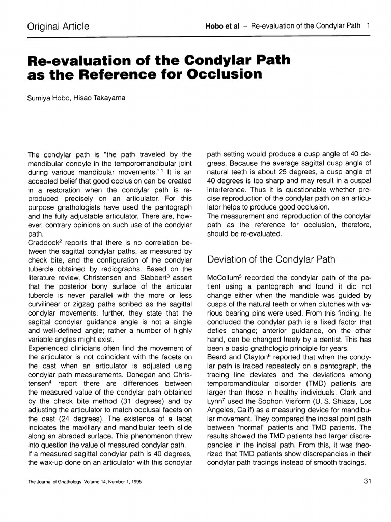 Re-Re-evaluation of The Condylar Path As The Reference of Occlusion ...