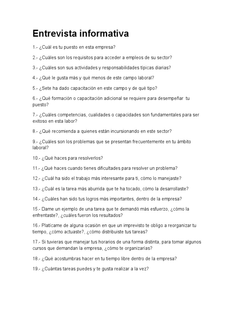 Entrevista Informativa | PDF