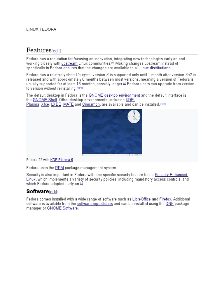 Features: Linux Fedora | PDF | Fedora (Operating System) | Free Software