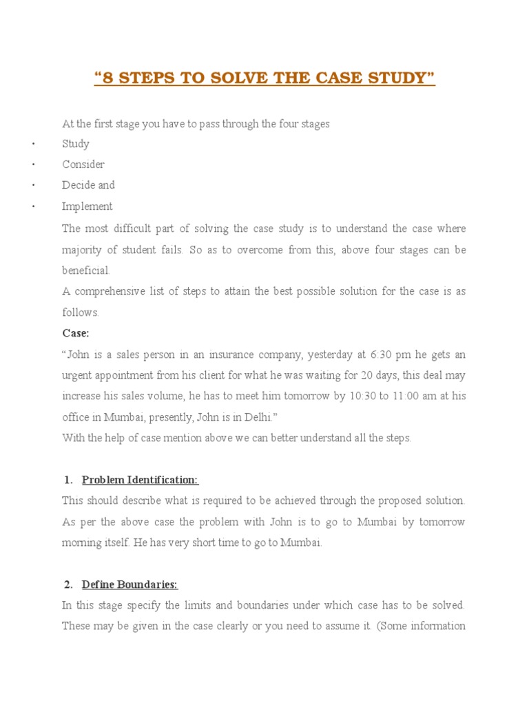 8 Steps To Solve The Case Study | PDF | Cognition | Business